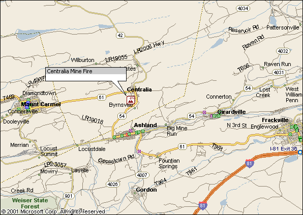 Pennsylvania Highways: Centralia Mine Fire Directions